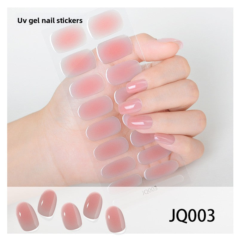JQ003 Gel nail sticker UV light harden semi transparent pink – FantasStore